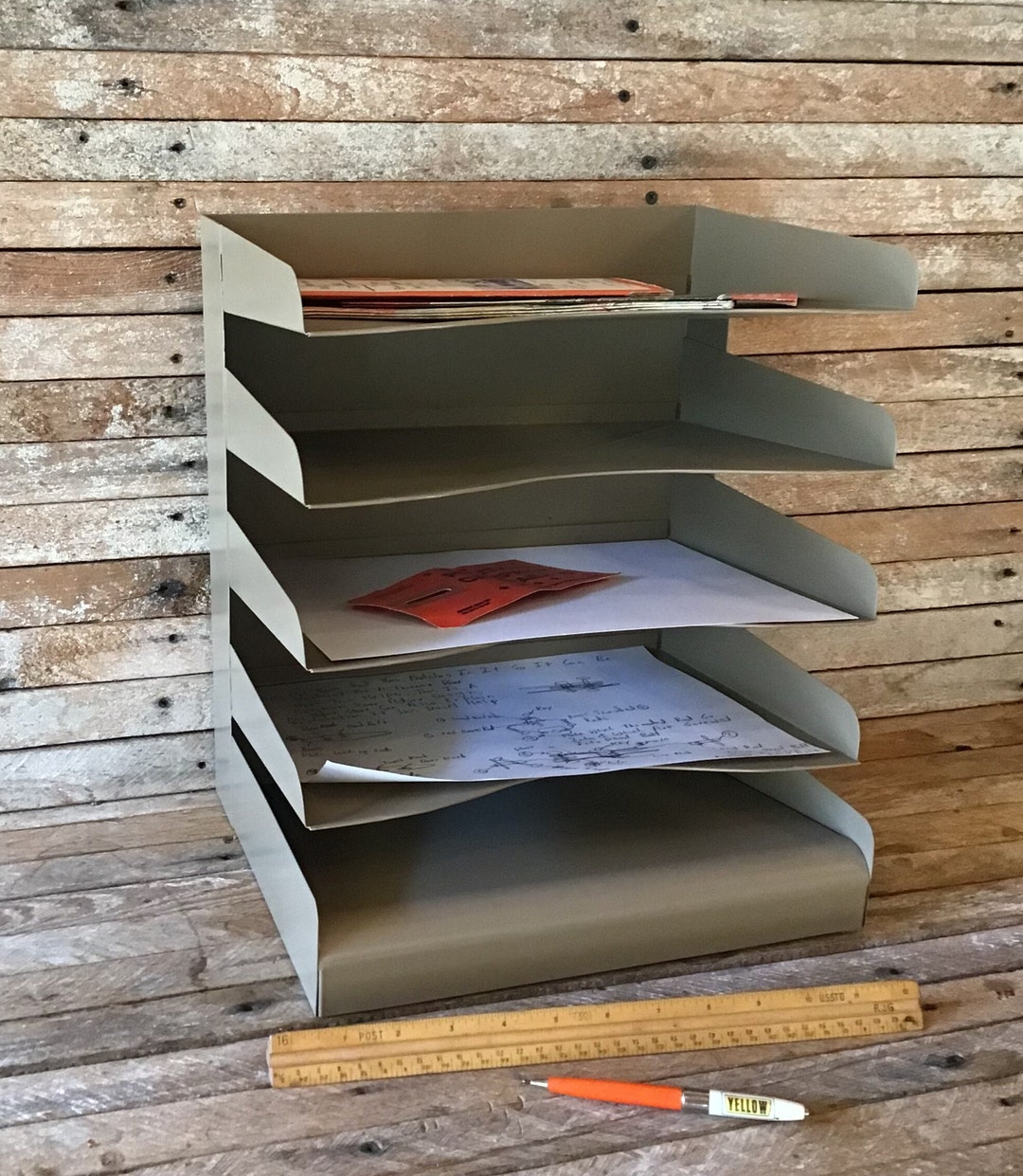 Industrial Metal 5 Slot Vertical Desk Top File Sorter Desktop Organizer ...