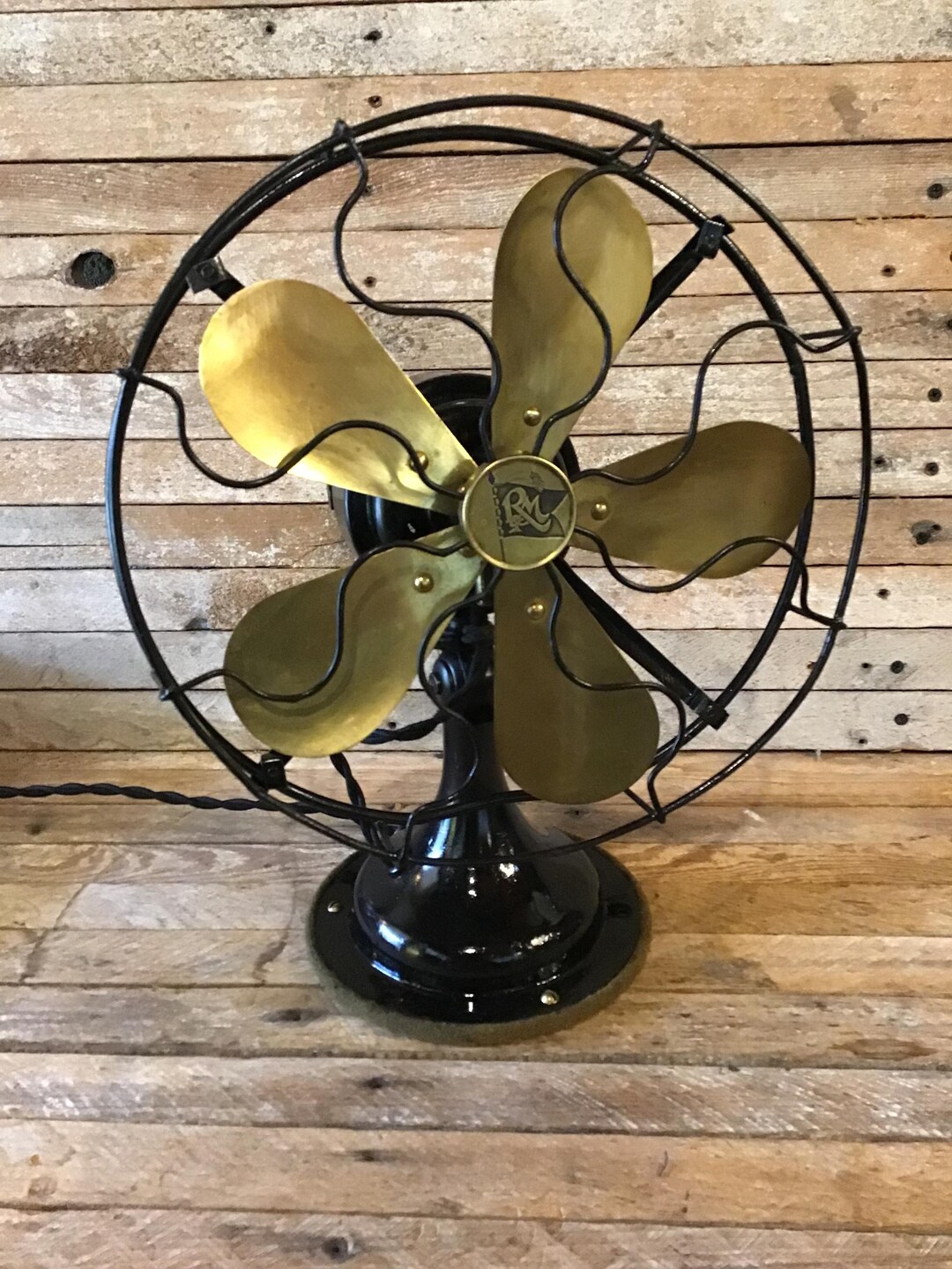 R&M Banner 5 Brass Blade Fan, Two Speed Oscillating Fan. Classic 1920 ...
