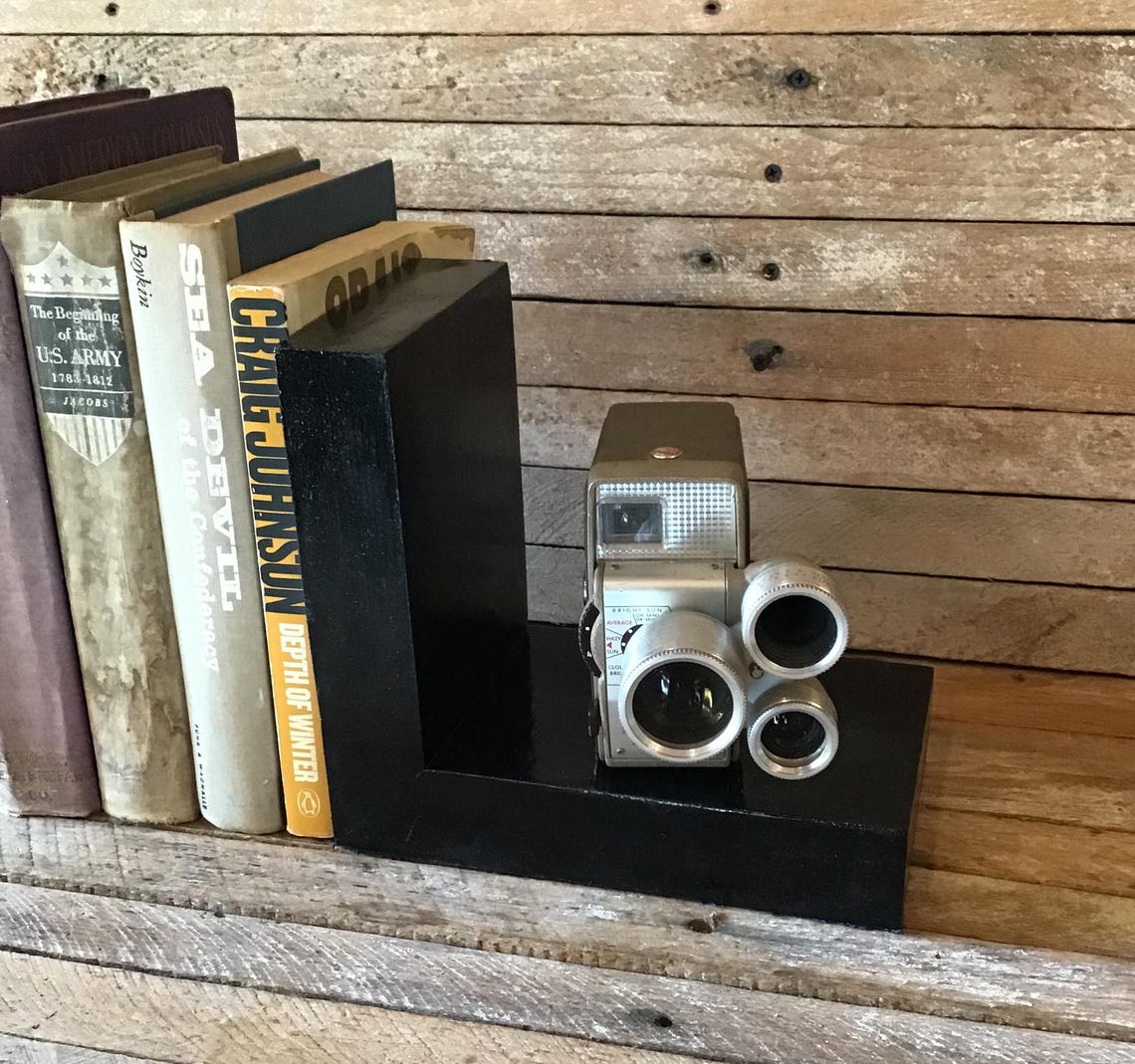 One of a Kind Photography Bookends, Hand Made, Movie Camera and Film ...
