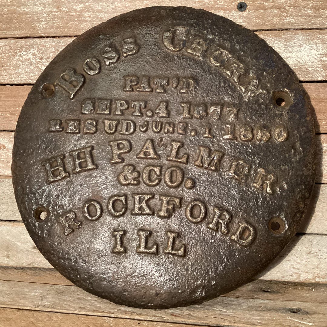 Cast Iron End Cap Made in Rockford Illinois by H H Palmer Co. for a ...