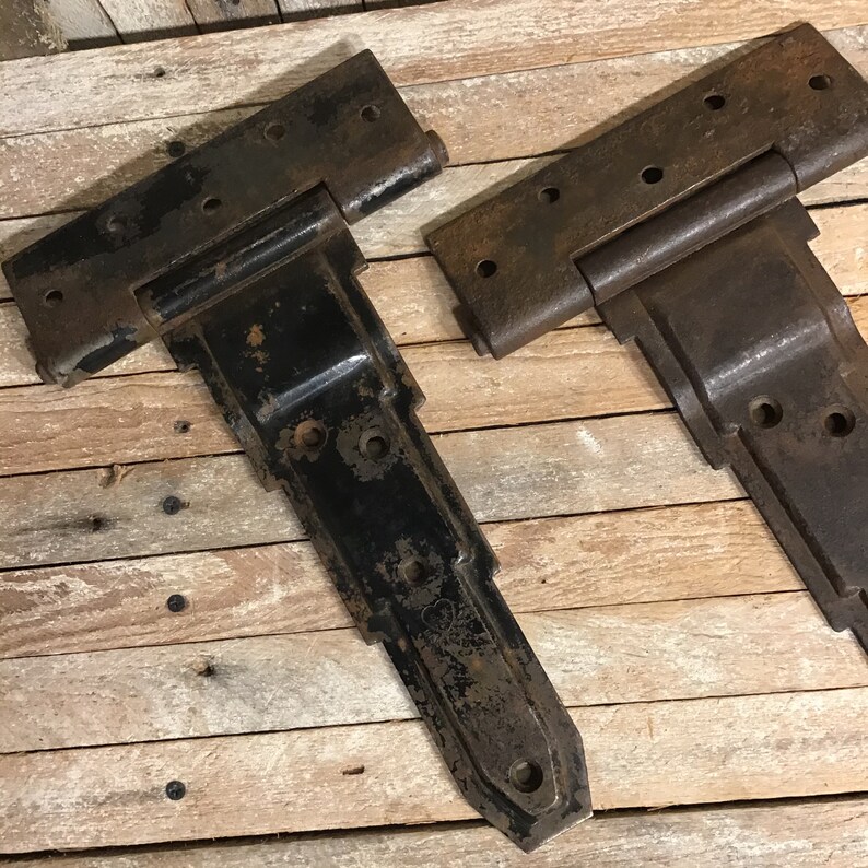 Big Hinges, Vintage Metal Hinge Set of 3 Heavy Weight Black Painted ...