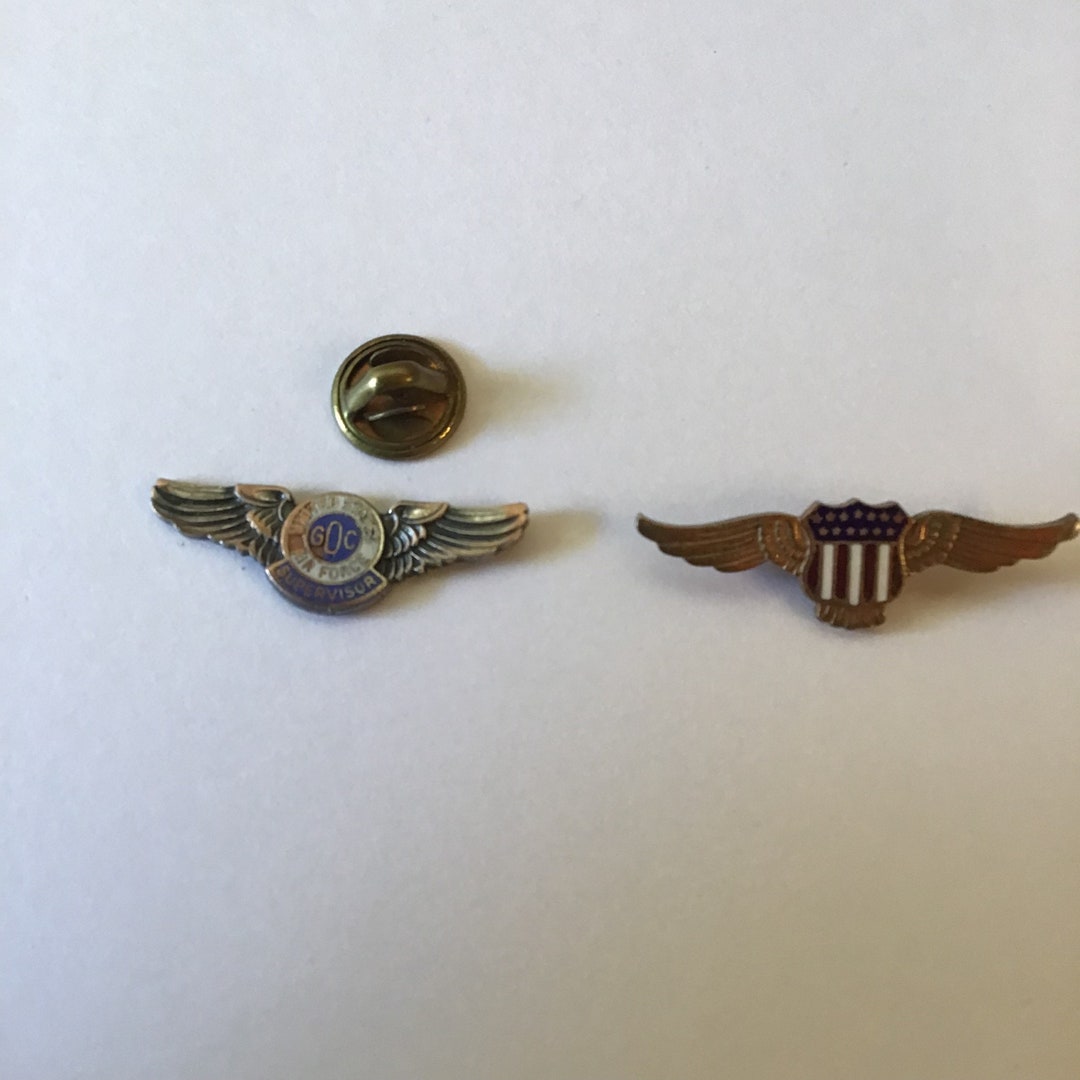 Two Vintage Wing Pins, US Air Force Supervisor and US Winged Flag ...