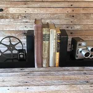 One of a Kind Photography Bookends, Hand Made, Movie Camera and Film ...