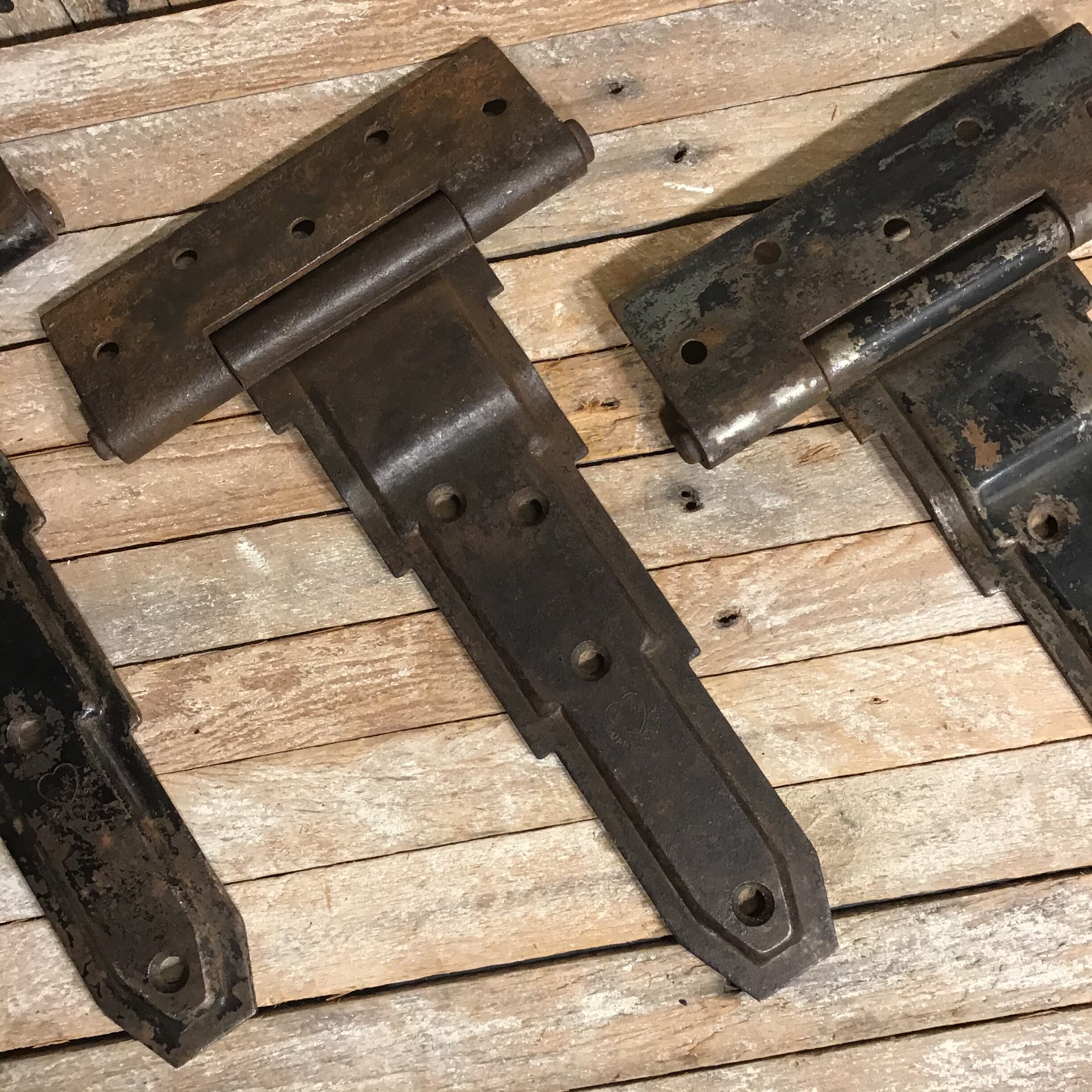 Big Hinges, Vintage Metal Hinge Set of 3 Heavy Weight Black Painted ...
