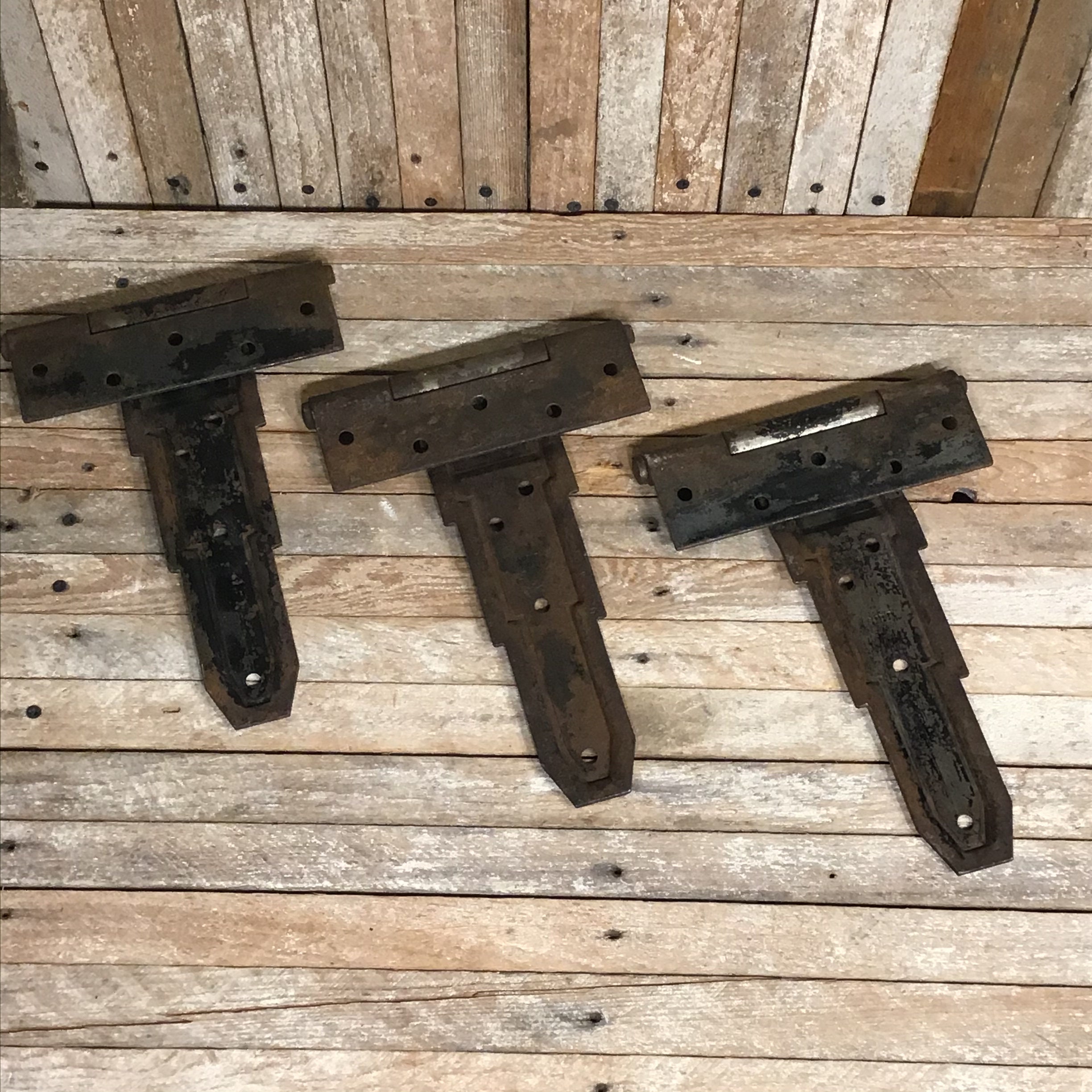 Big Hinges, Vintage Metal Hinge Set of 3 Heavy Weight Black Painted ...