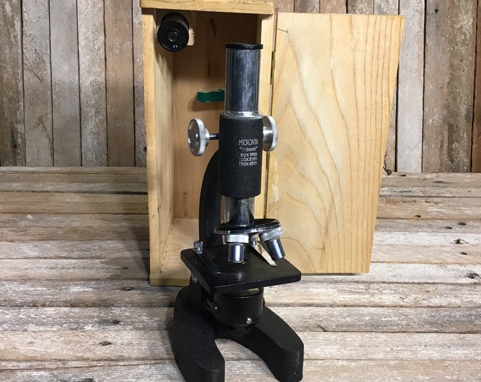 Microscope in Box, Micronta I Beam, Dovetail Wood Case, Two Lenses ...