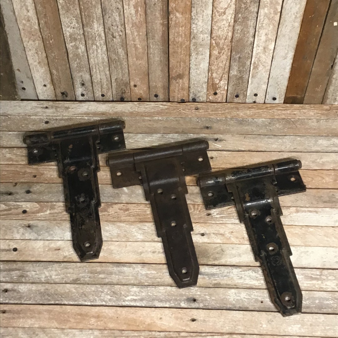 Big Hinges, Vintage Metal Hinge Set of 3 Heavy Weight Black Painted ...