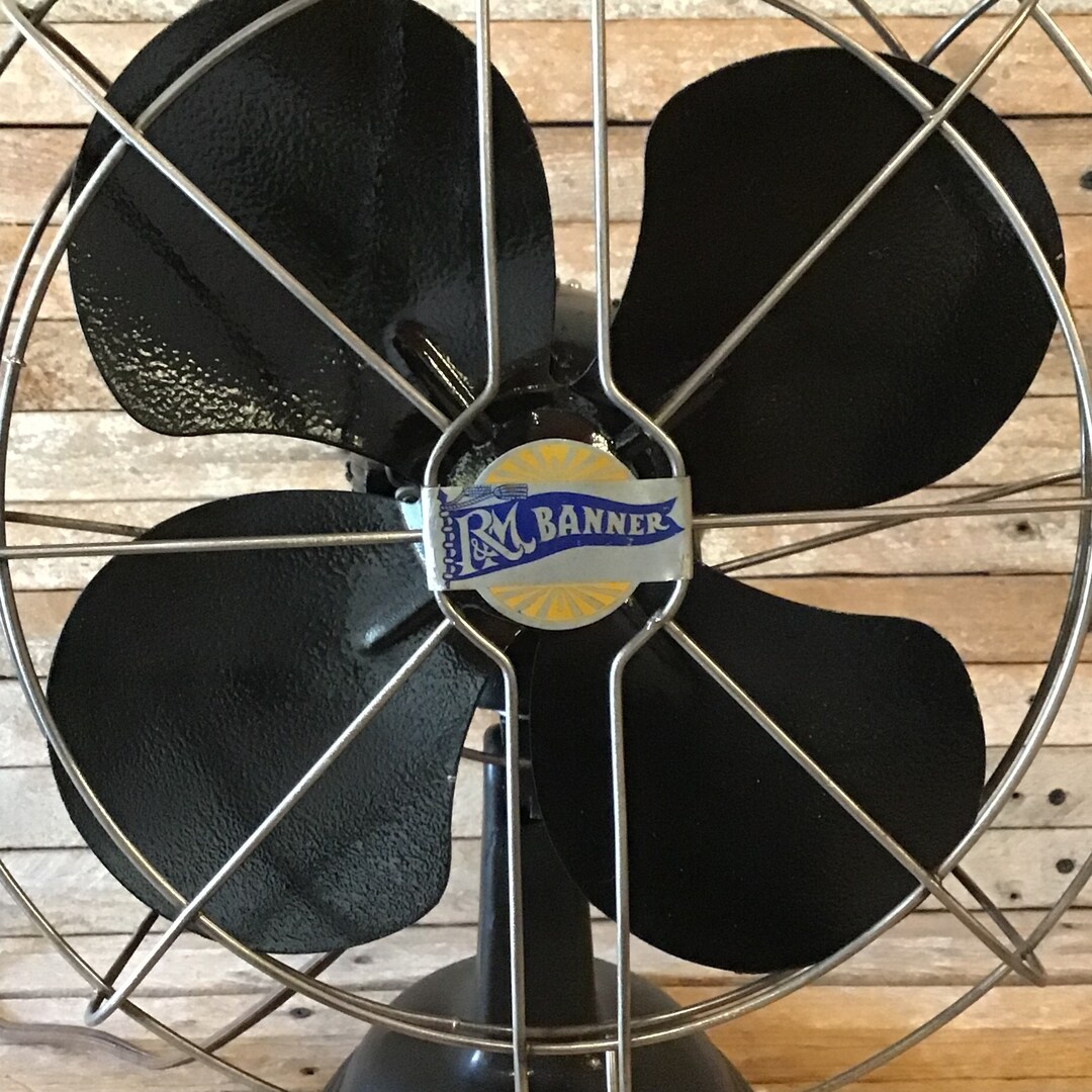 R & M Banner Desk Fan. Open Cage Design. Lubricated Cleaned Rewired ...