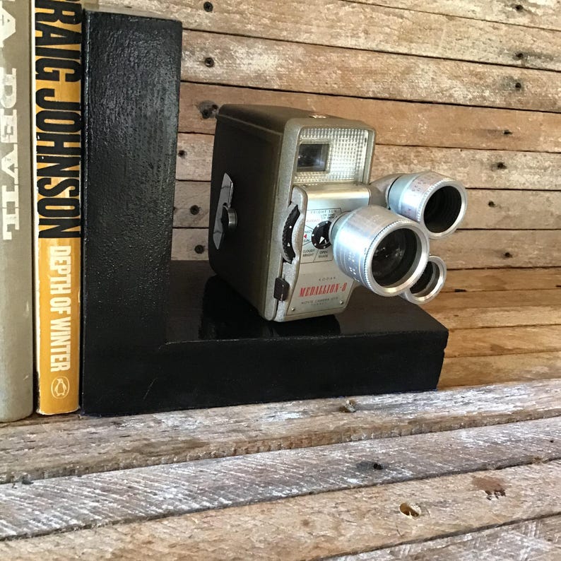 One of a Kind Photography Bookends, Hand Made, Movie Camera and Film ...