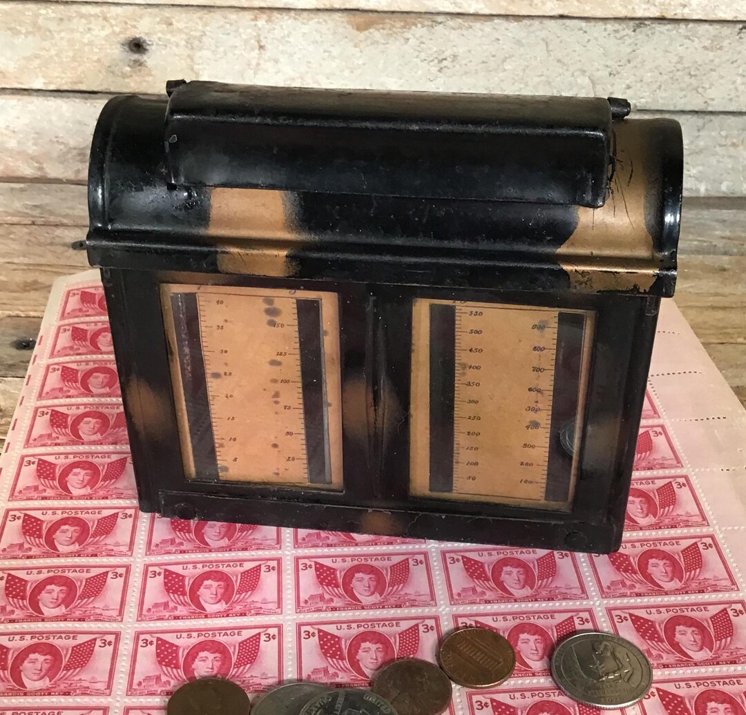 US Post Office Box Bank, Black Mail Drop Box With Front Slots for Coins ...