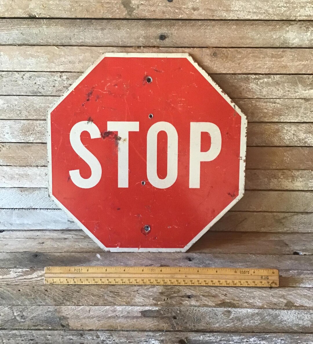 Faded Mini Stop Sign, Vintage 12 Inch Octagon Red and White, Retired ...