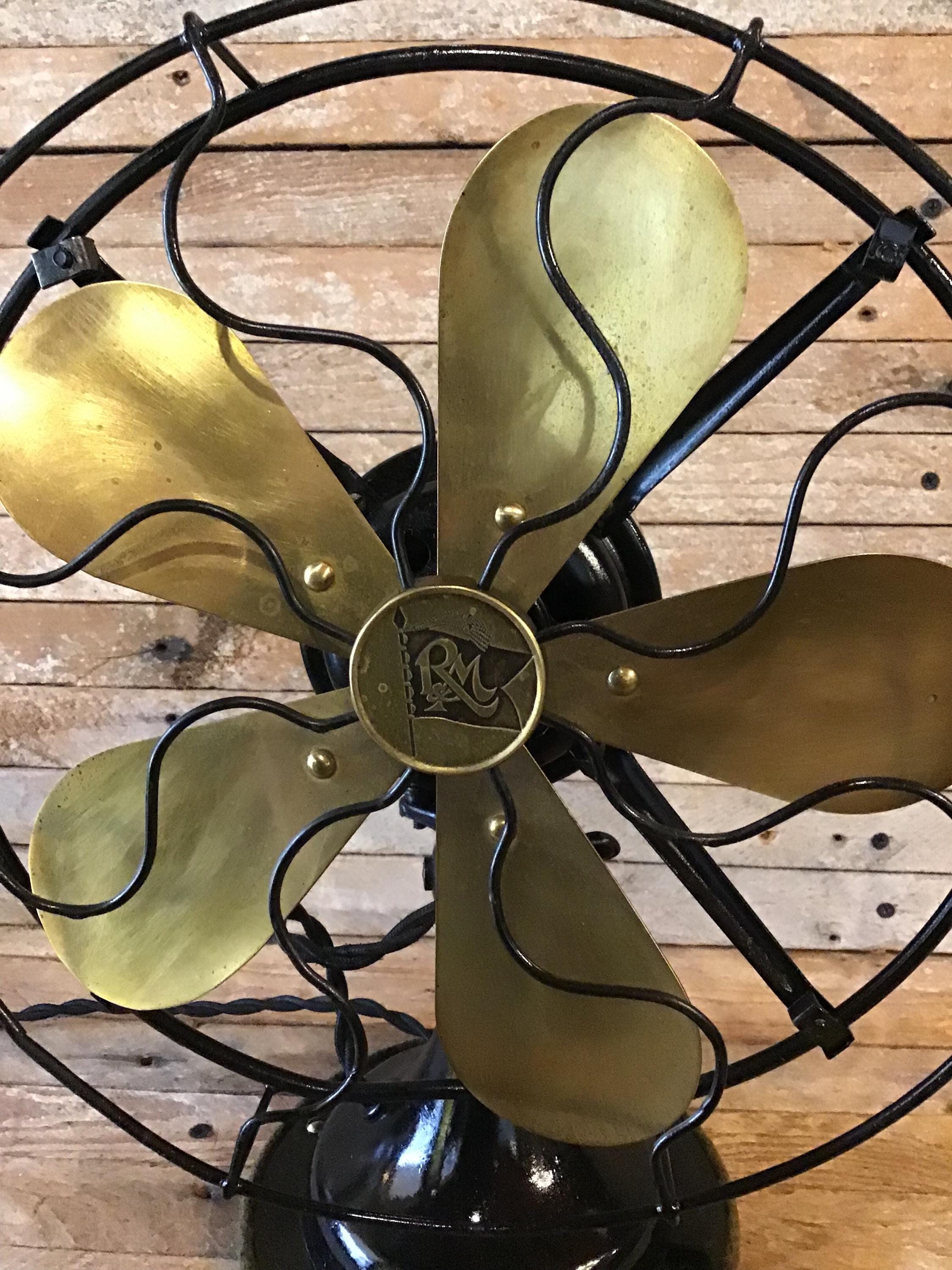 R&M Banner 5 Brass Blade Fan, Two Speed Oscillating Fan. Classic 1920 ...