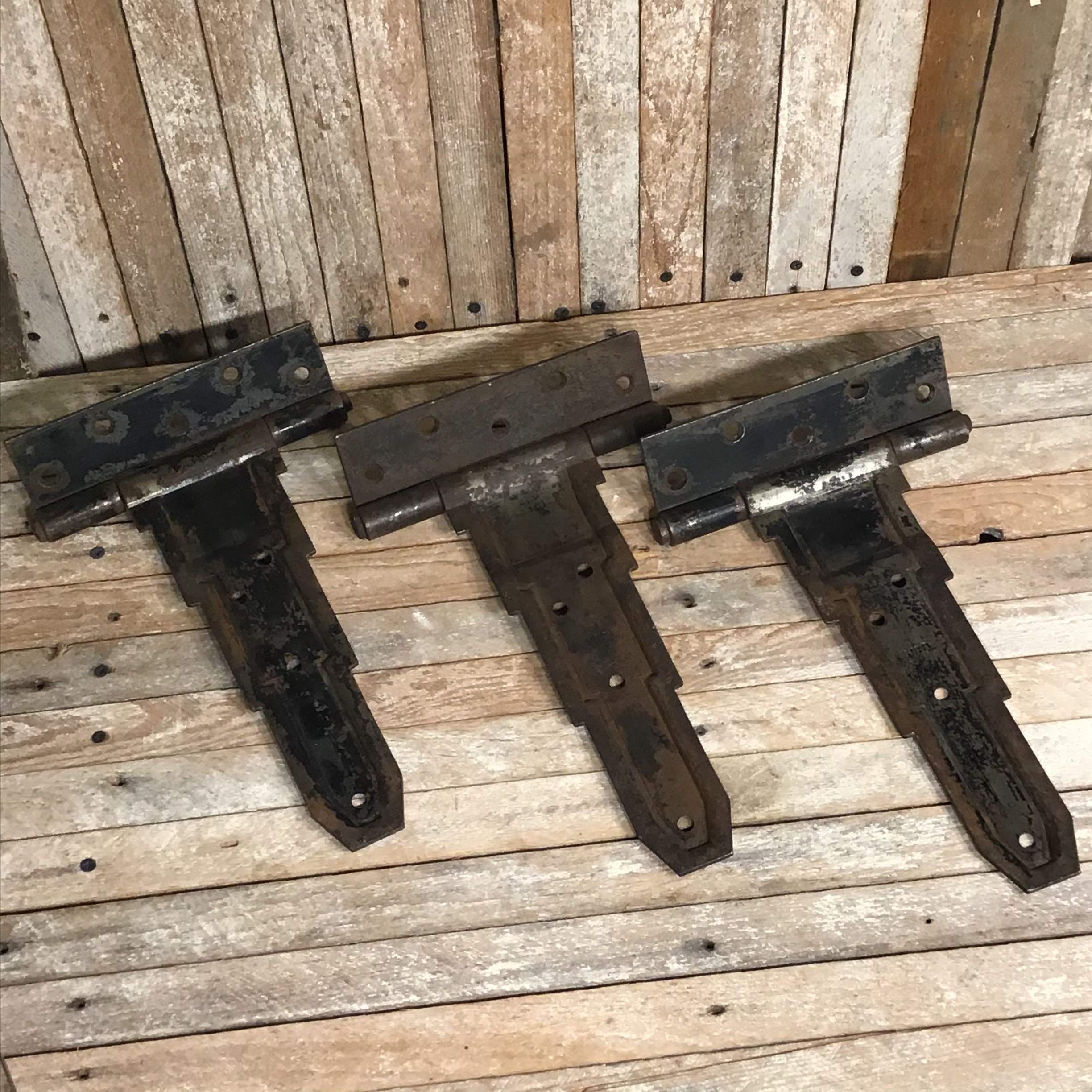 Big Hinges, Vintage Metal Hinge Set of 3 Heavy Weight Black Painted ...