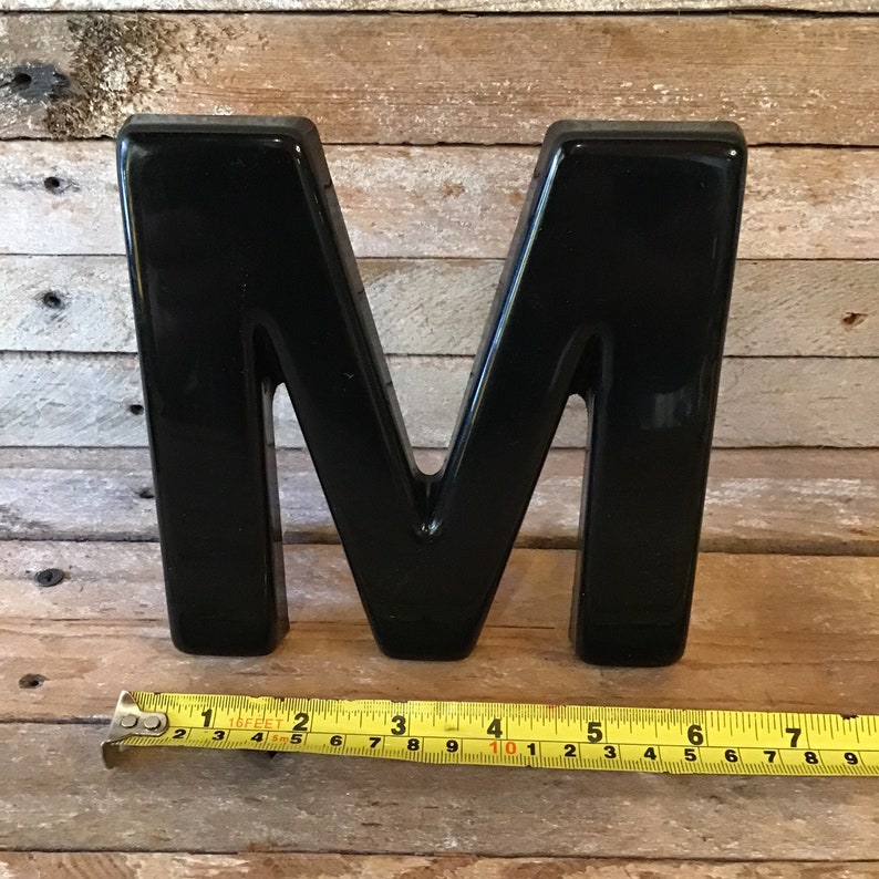 Shiny Black Outdoor Letter M W Removable Threaded Rod and Plastic Nut ...