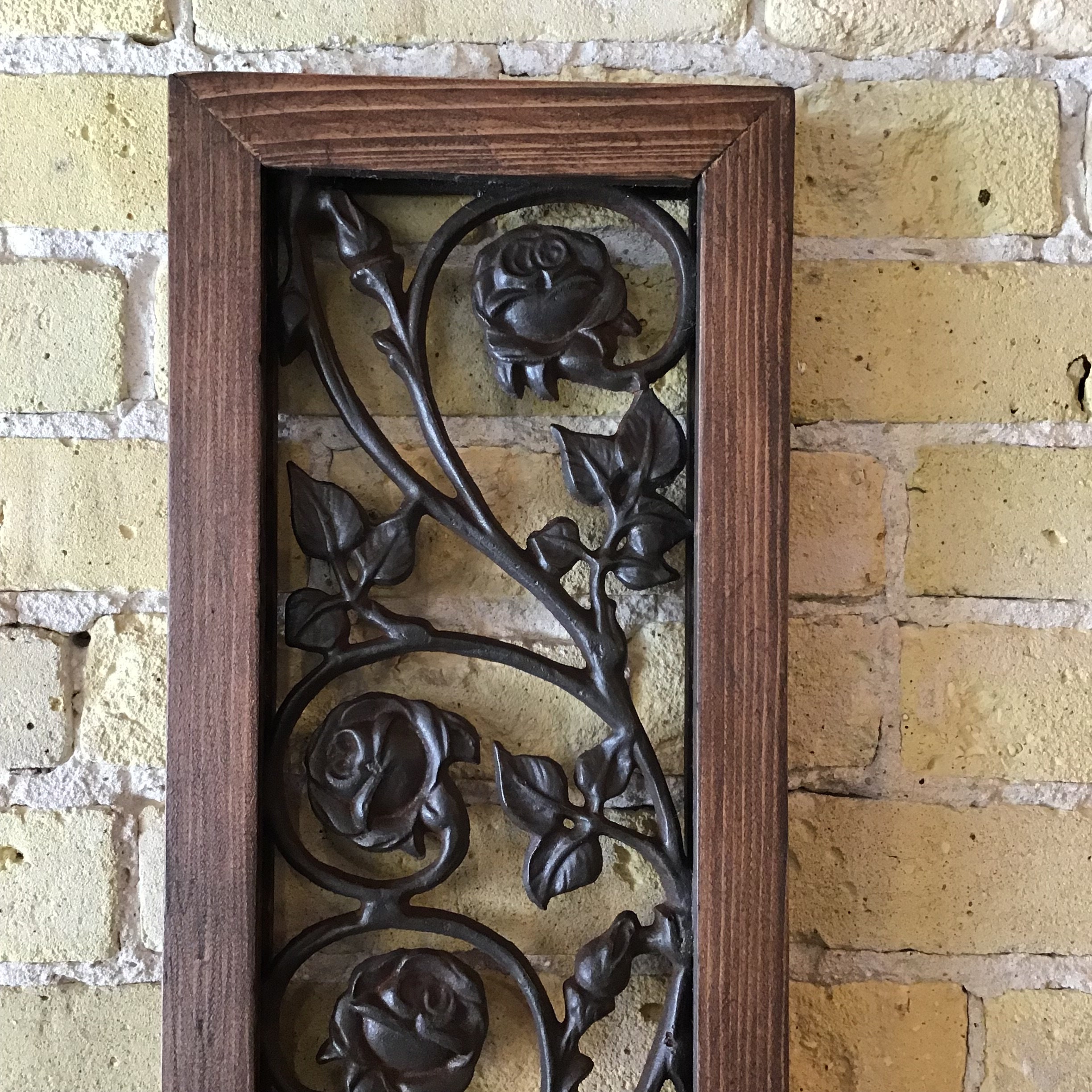 Framed Wrought Iron Scroll Work, Decorative Roses and Leaves on Vines ...