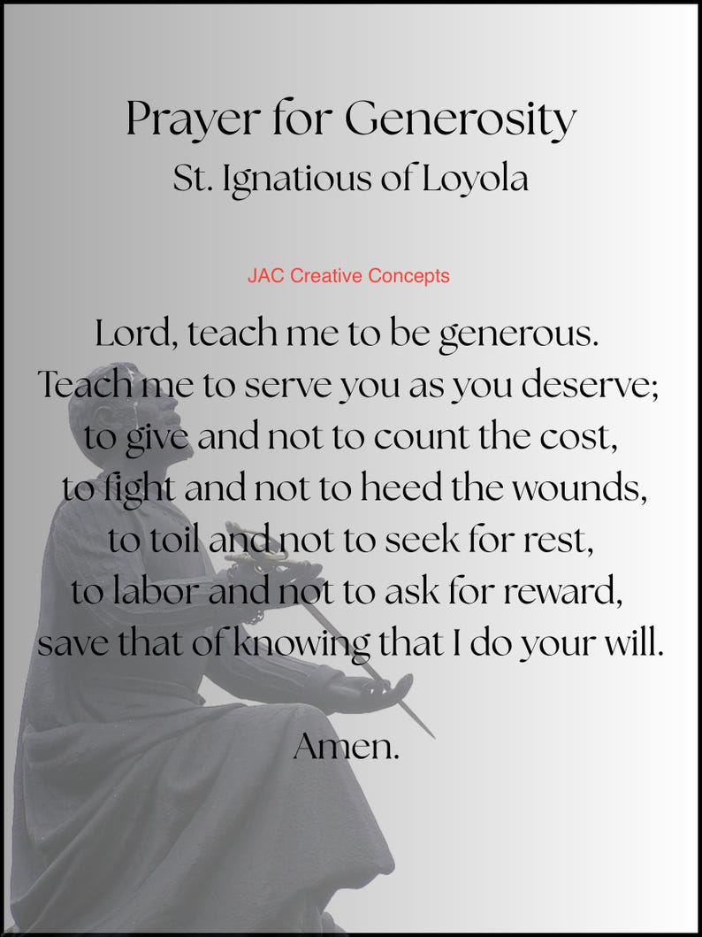 Prayer for Generosity Printable Art | Catholic Prayer Print | Instant ...