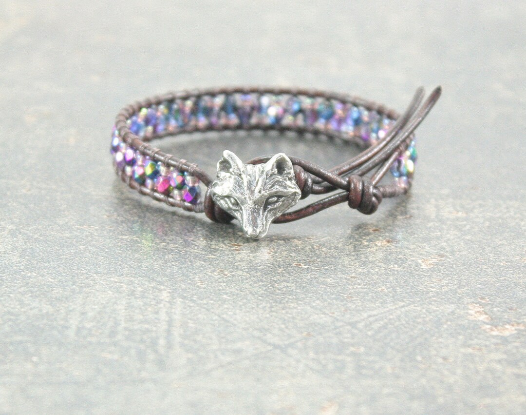 Sparkling Fox Bracelet Green Blue Pink Bronze Purple Fox Jewelry - Etsy