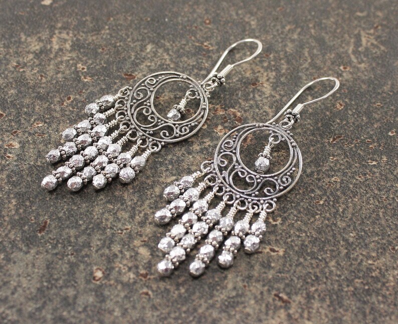 Bold Sterling Silver Chandelier Earrings Silver Gypsy Earrings | Etsy