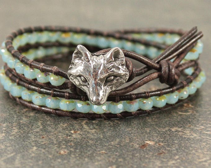 Silver and Turquoise Fox Bracelet Unique Leather Fox Jewelry - Etsy