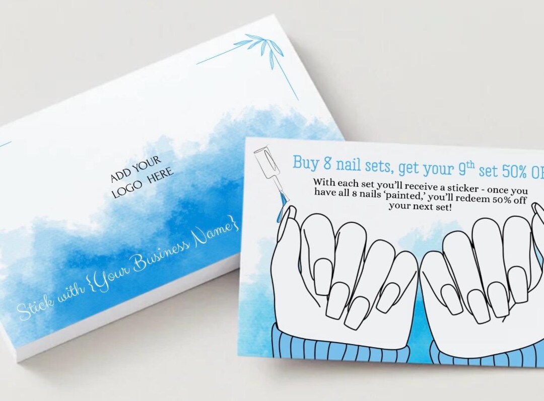 Editable Nail Salon Loyalty Card Template - Printable Customer Rewards ...