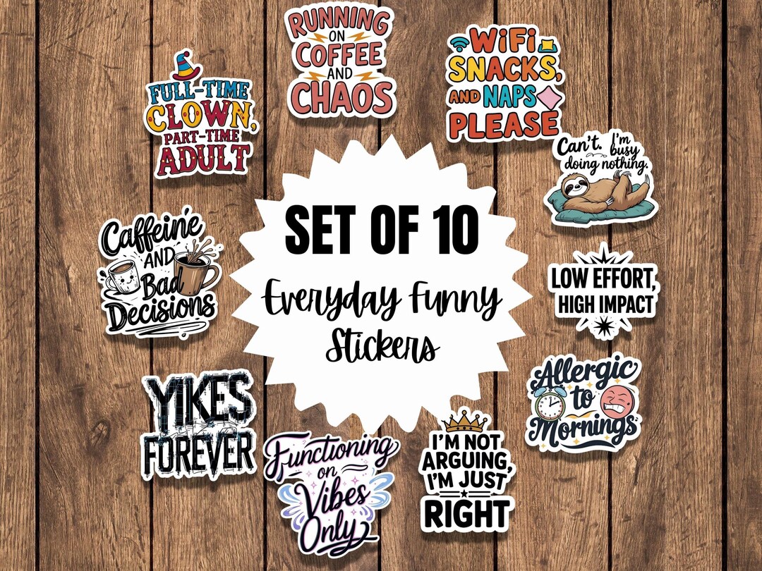 Funny Quote Sticker Set: Sarcastic Humor, Digital PNG Download - Etsy