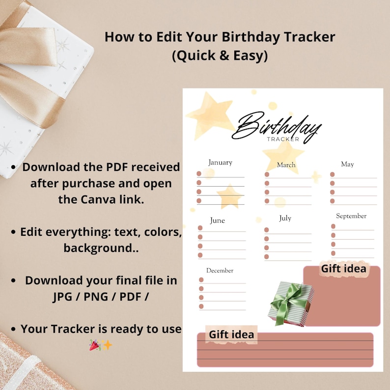 Birthday Tracker Printable | Family Birthday Calendar | Kids Birthday ...