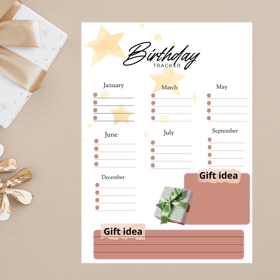 Birthday Tracker Printable | Family Birthday Calendar | Kids Birthday ...