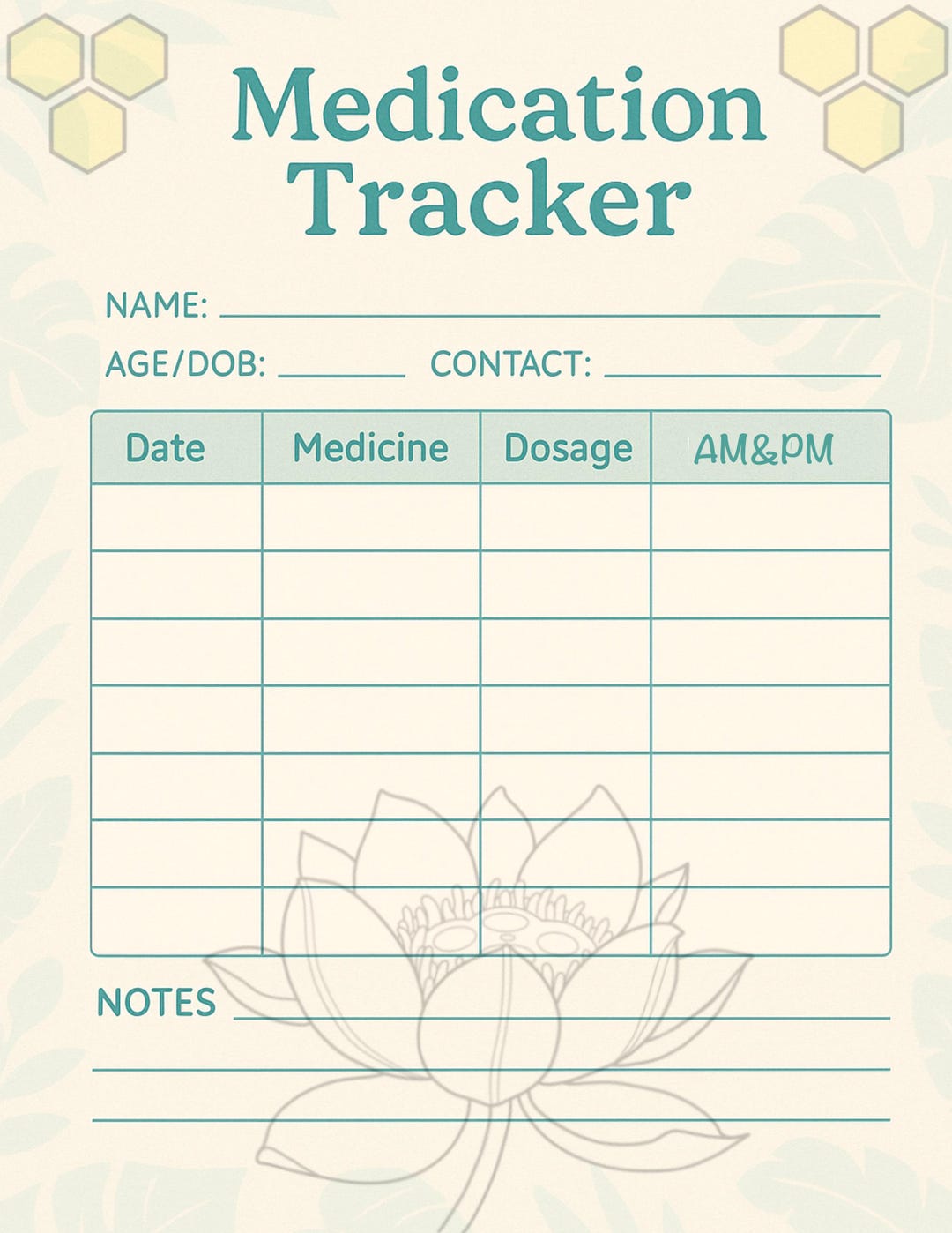 Medication Tracker Printable—medication Log Sheet—daily AM/PM Pill ...