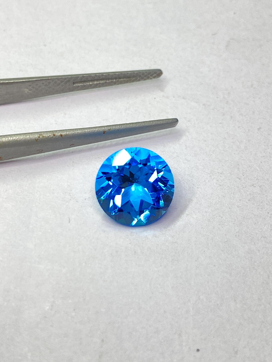 Natural AAA Swiss Blue Topaz Gemstone: Round Brilliant Cut Faceted ...