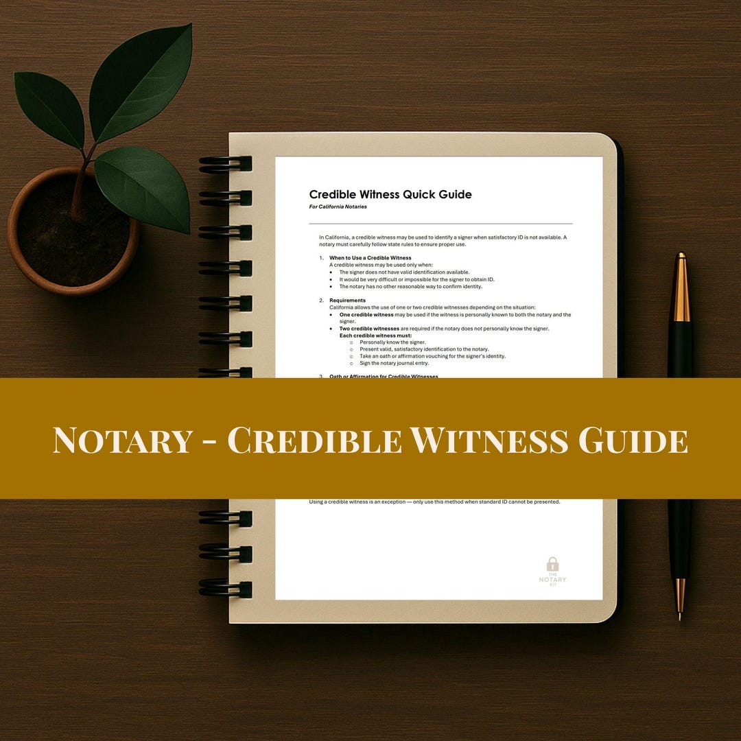 California Notary Credible Witness Guide: Quick Reference PDF Cheat ...