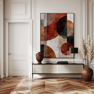 Rust Abstract Wall Art Set of 4 | Terracotta, Black, Brown Prints ...
