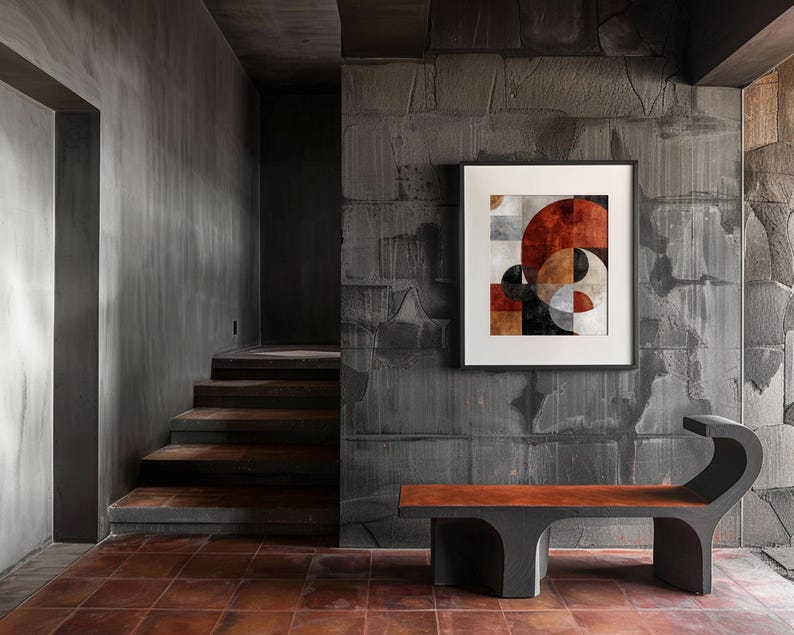 Rust Abstract Wall Art Set of 4 | Terracotta, Black, Brown Prints ...