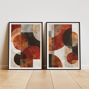 Rust Abstract Wall Art Set of 4 | Terracotta, Black, Brown Prints ...