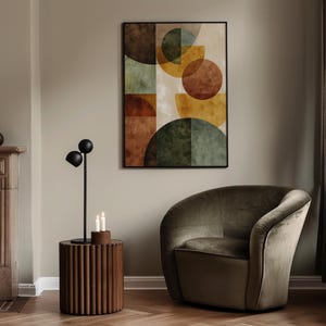 Fall Abstract Wall Art Set of 4 | Mid Century Modern Geometric Prints ...