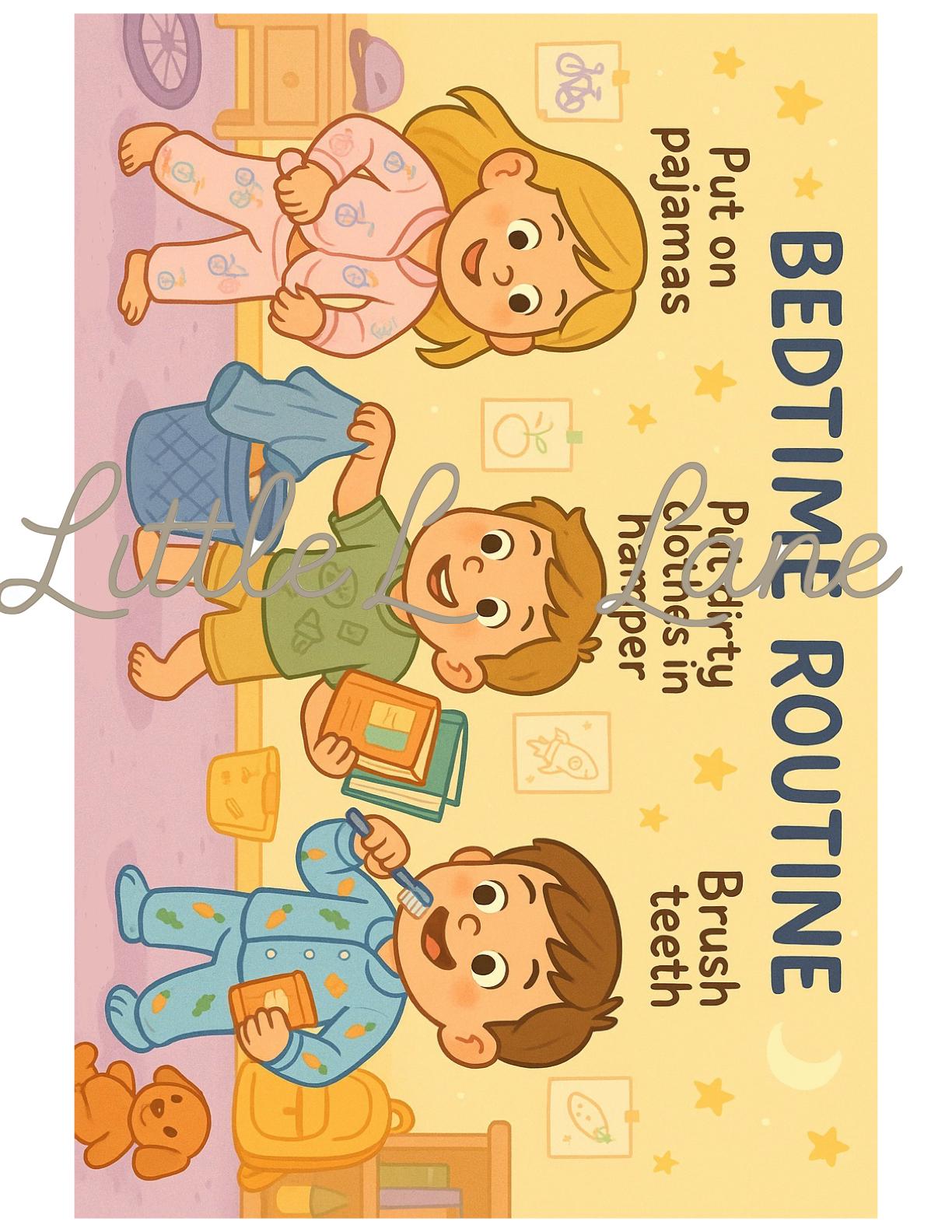 Printable Kids Bedtime Routine Chart, Visual Schedule for Children ...