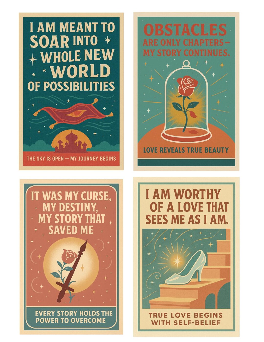 Princess Affirmation Wall Art Bundle, Inspirational Quotes, Printable ...