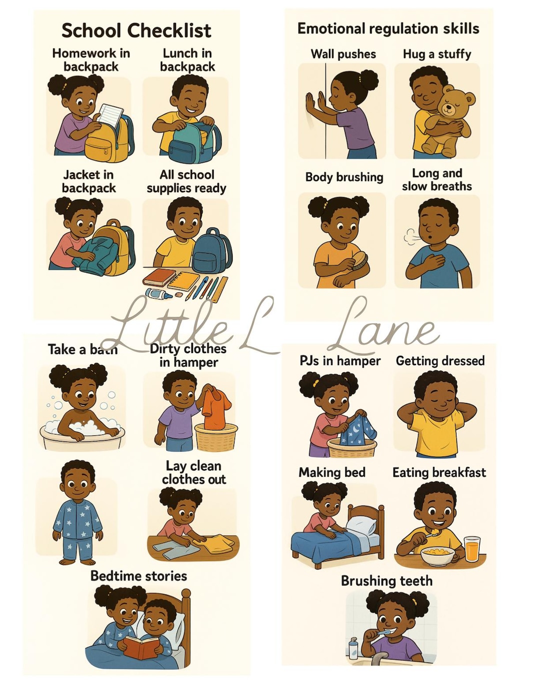 Printable Routine Charts for Kids, Morning, Bedtime, School Checklist ...