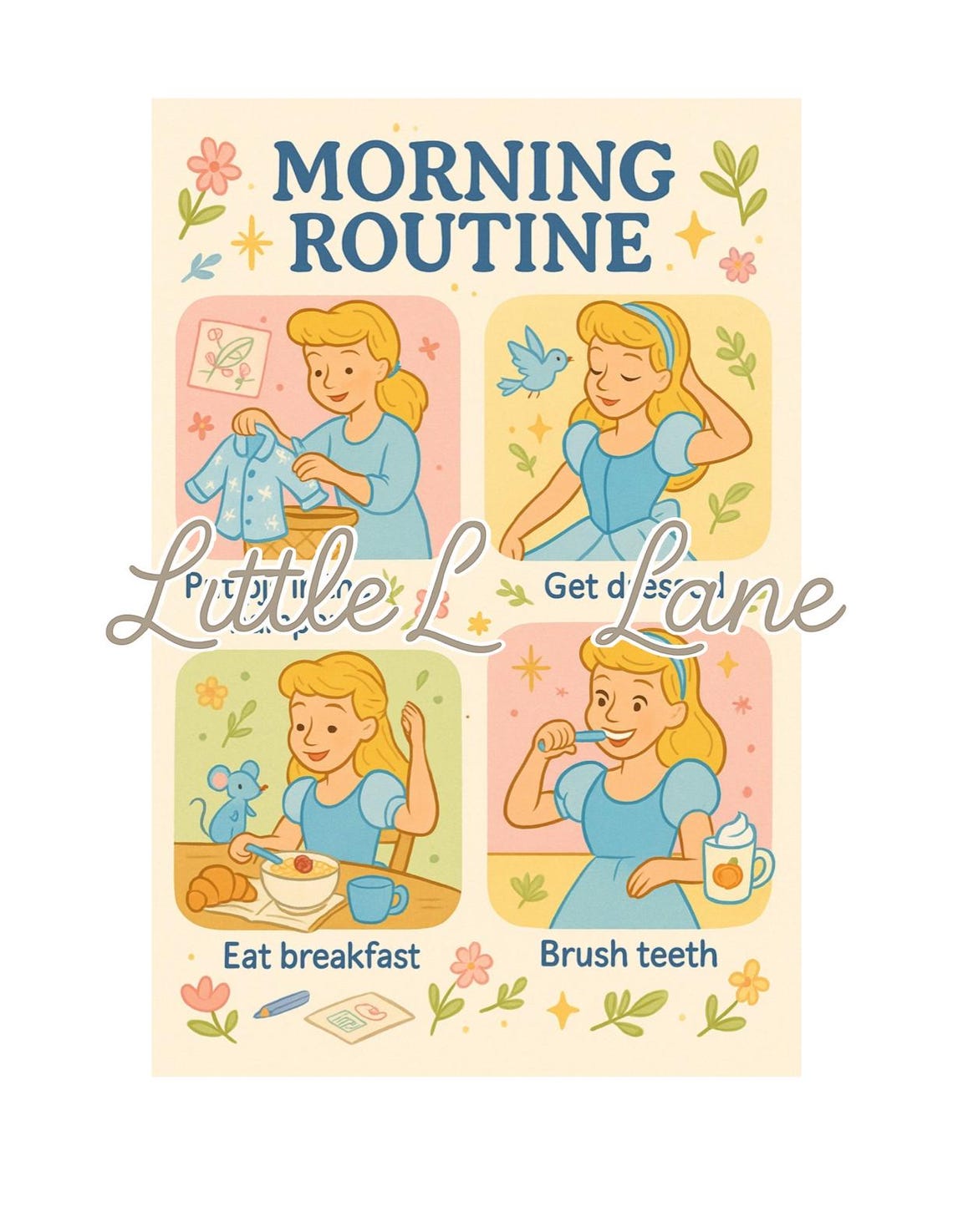 Princess Morning Routine Chart for Kids – Visual Schedule, Printable ...