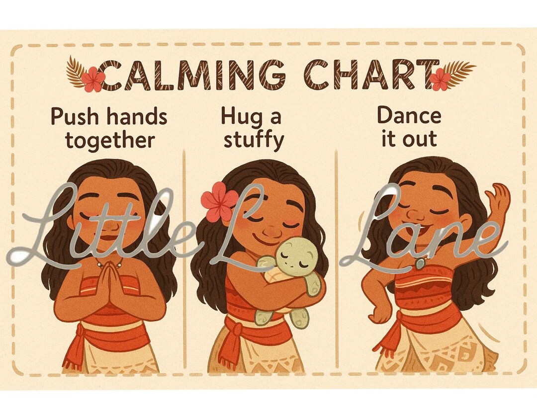Moana Inspired Calming Chart for Kids | Emotional Regulation Printable ...
