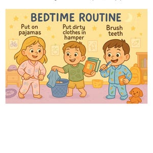 Printable Kids Bedtime Routine Chart, Visual Schedule for Children ...