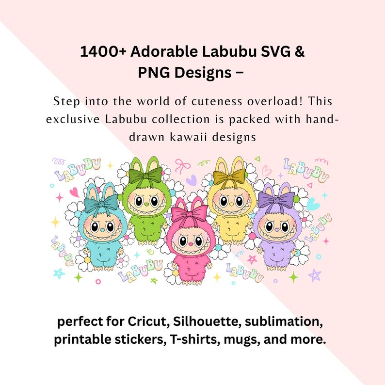 Labubu SVG PNG Bundle | Kawaii Labubu Stickers | Labubu Doll & Monster ...