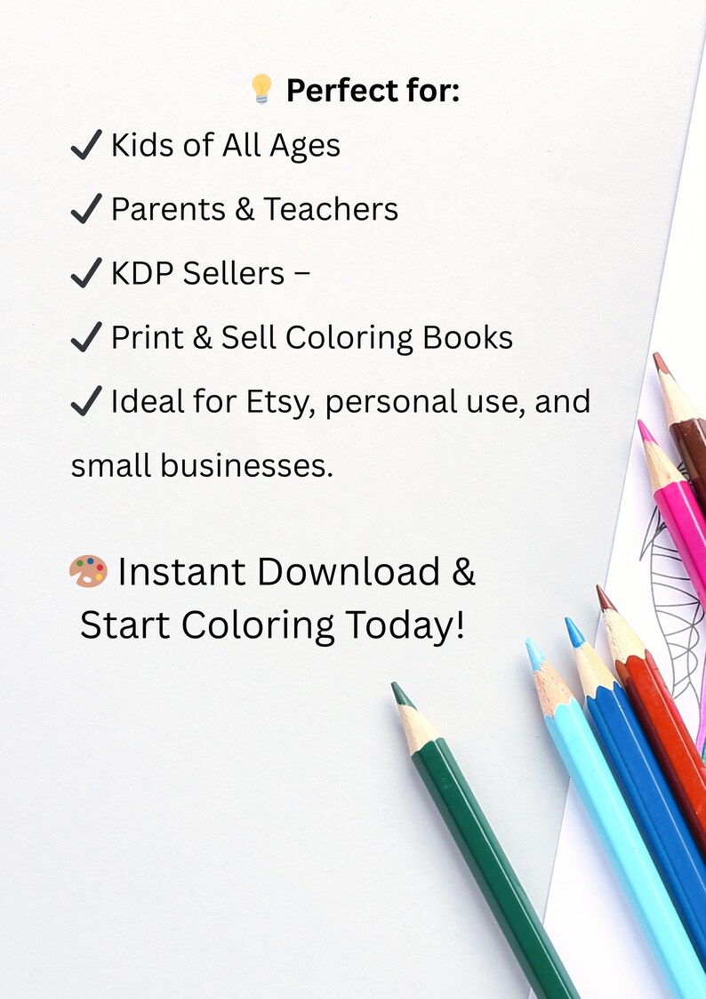 100-page Kids Coloring Book | Printable Coloring Book | 8.5x11” Digital ...