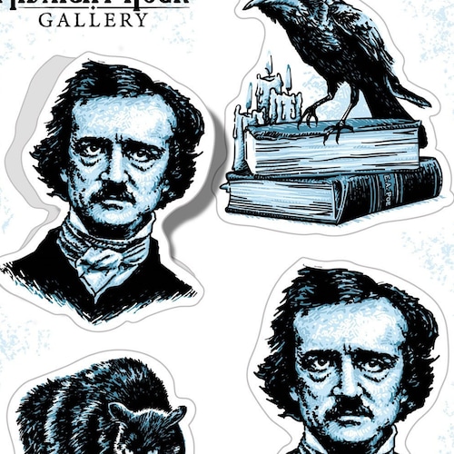 Edgar Allan Poe Vinyl Sticker Set / the Raven Poe Sticker Set - Etsy