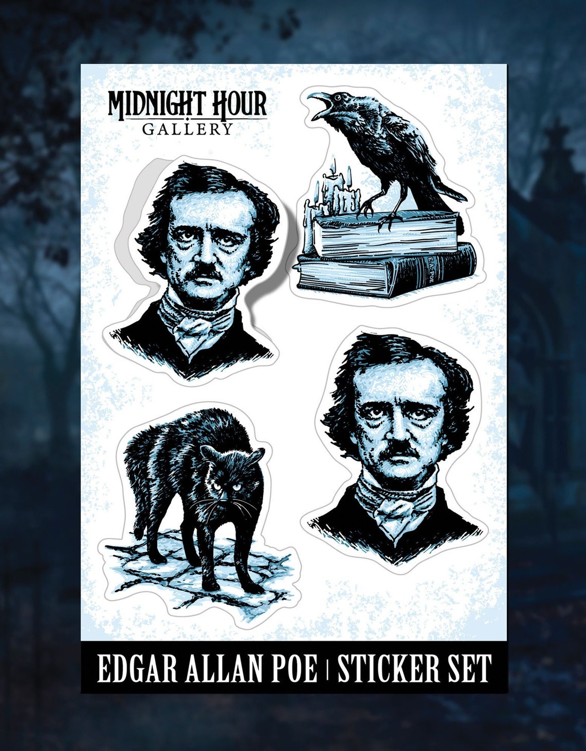 Edgar Allan Poe Vinyl Sticker Set / the Raven Poe Sticker Set - Etsy