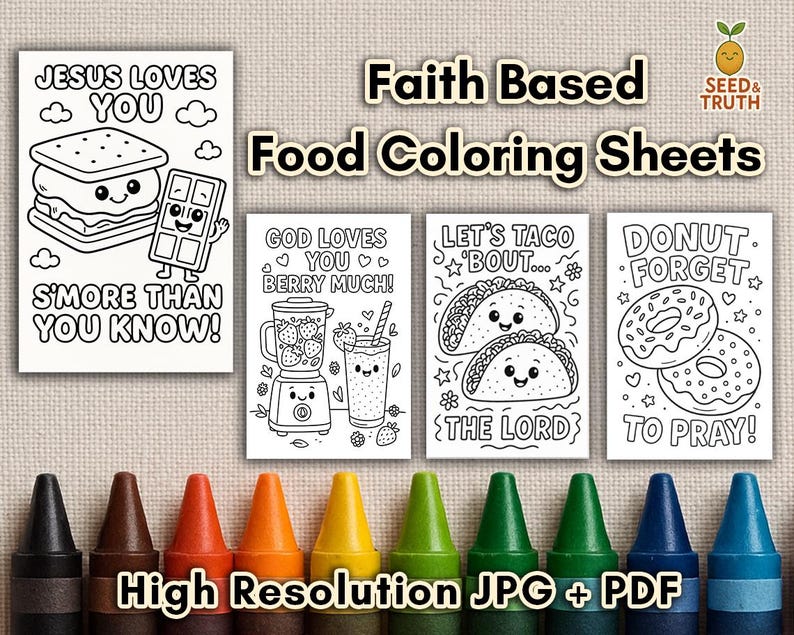 Christian Food Coloring Pages: Sunday School Bible Activity (digital ...