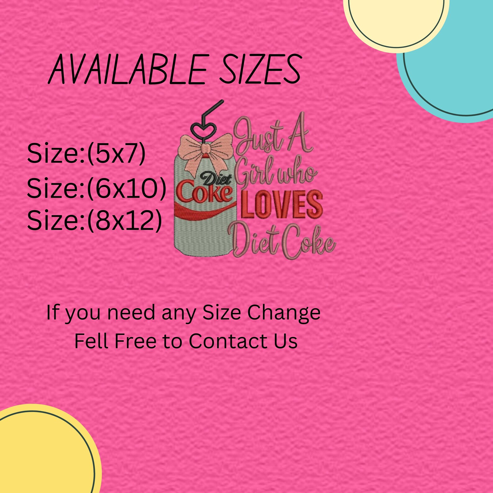 Diet Coke Lover Embroidery Design, Soda Can Bow (digital Download) - Etsy