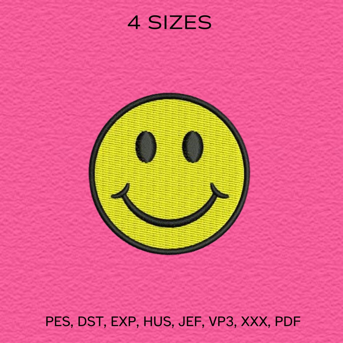 Smiley Face Embroidery Design: Retro Happy Face Patch (digital Download ...