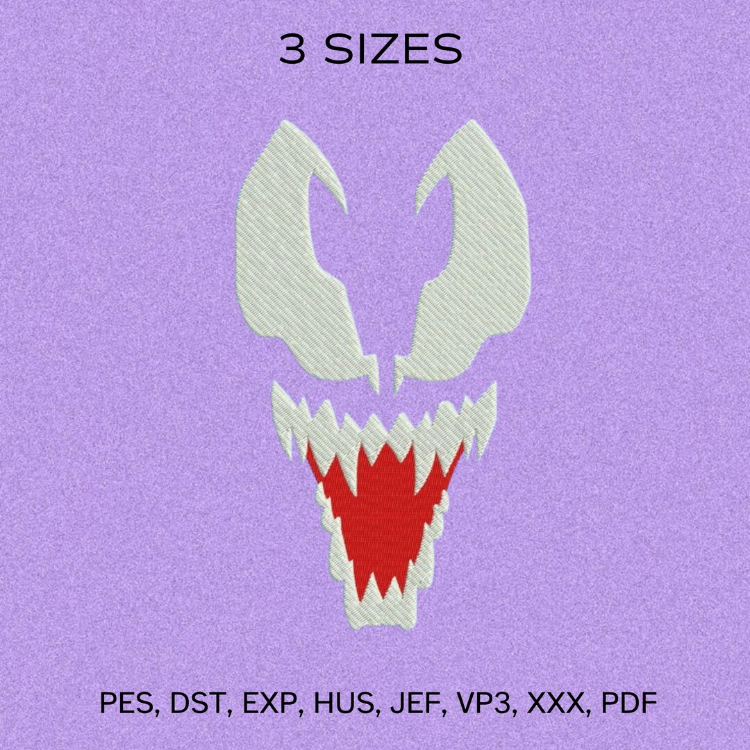 Venom Face Embroidery Design – Digital Download for Machine Embroidery ...