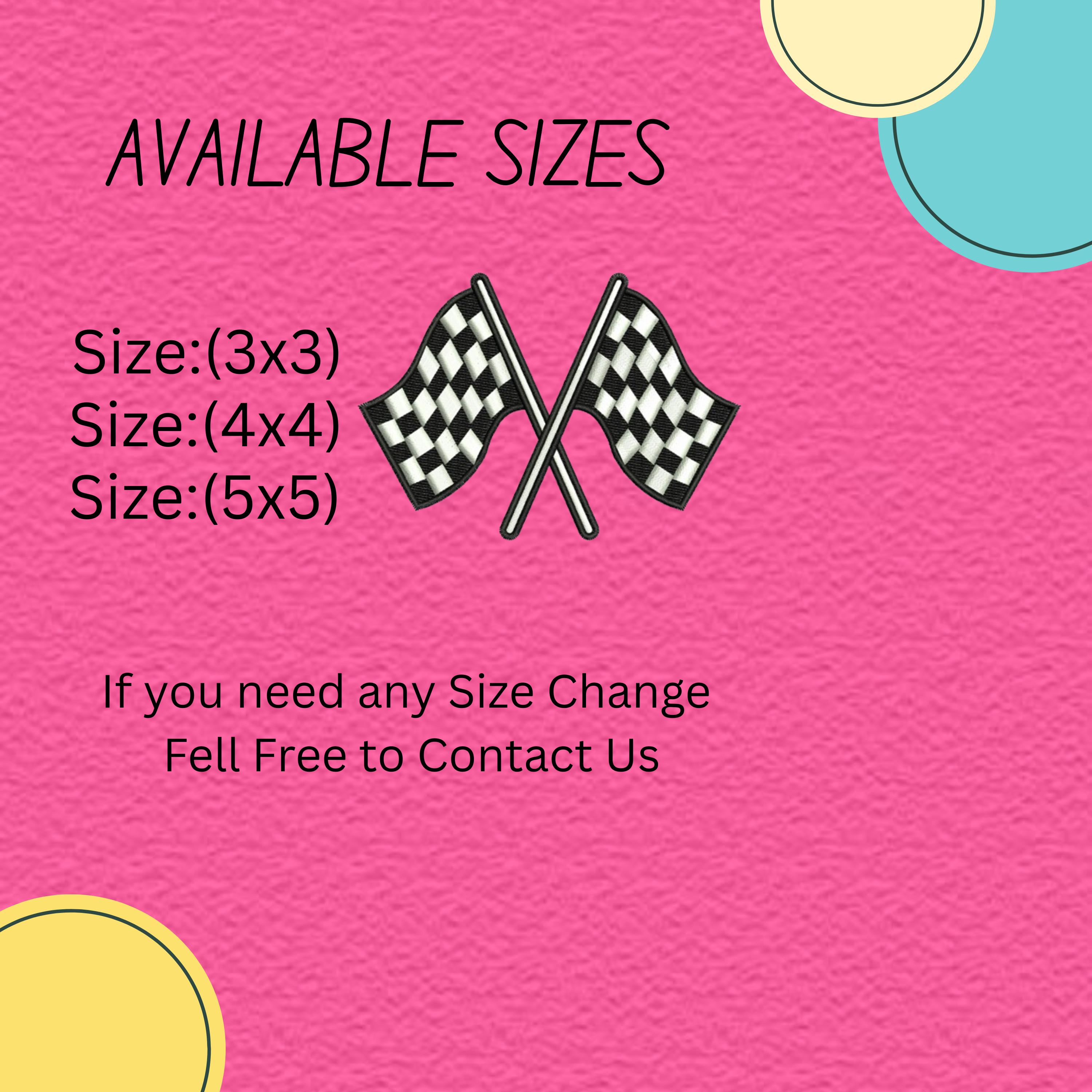 Checkered Racing Flags Embroidery Design, Motorsport Car Enthusiast ...