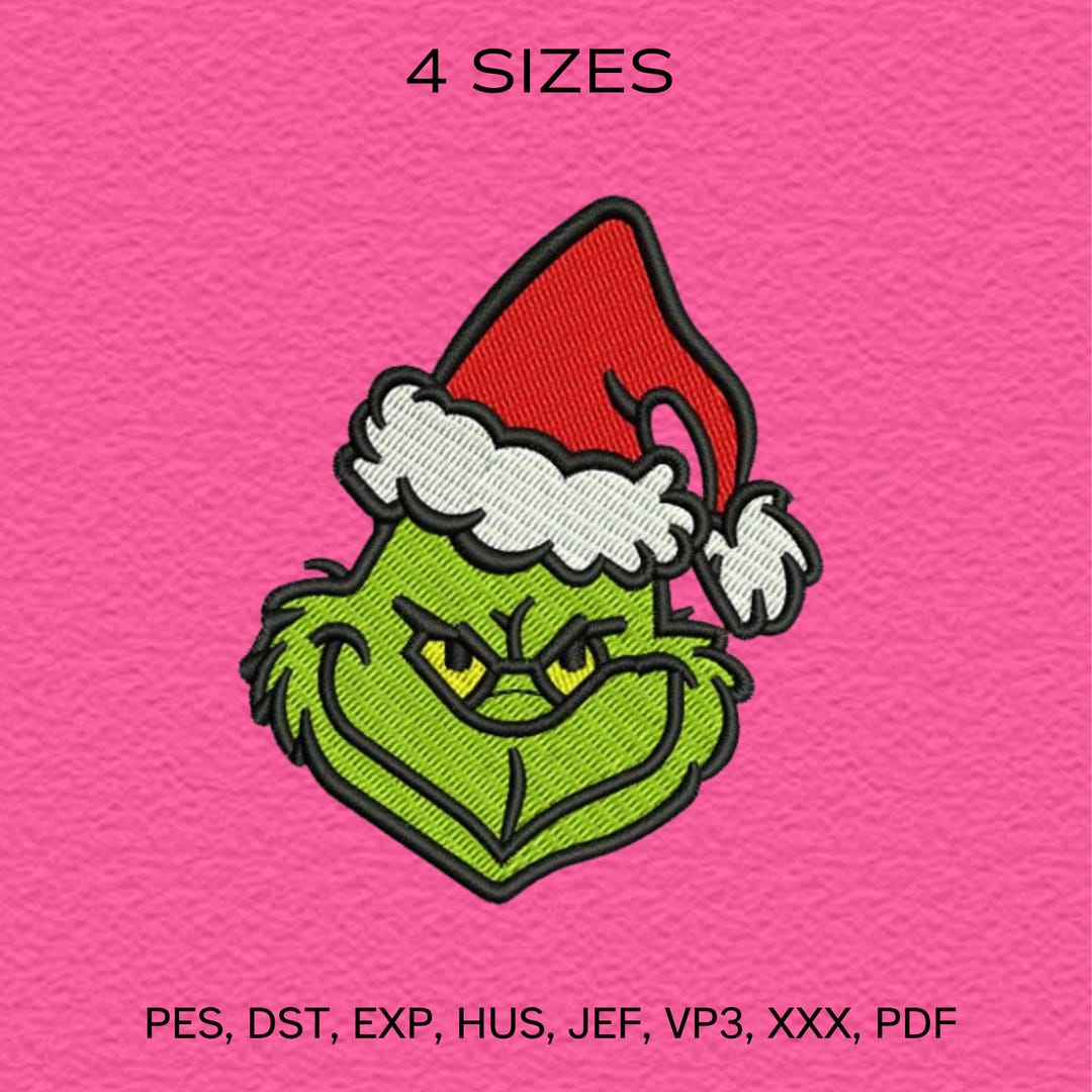 Grinch Face Embroidery Design | Christmas Machine Embroidery File ...